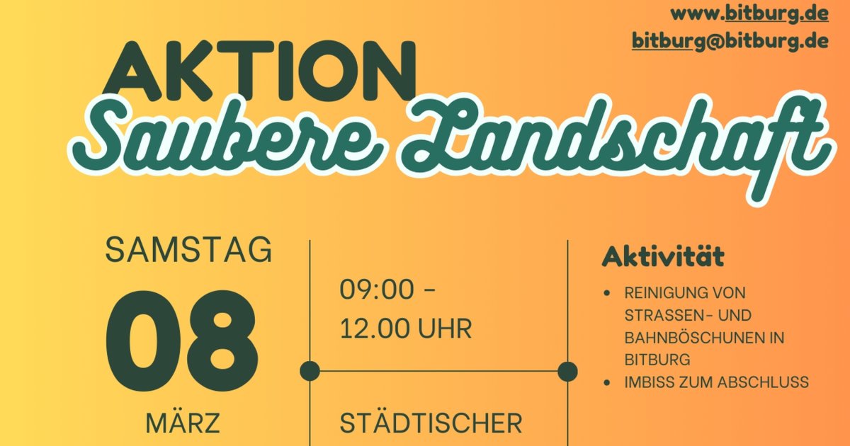 Aktion Saubere Landschaft am 8. März 2025 in Bitburg | Stadt Bitburg